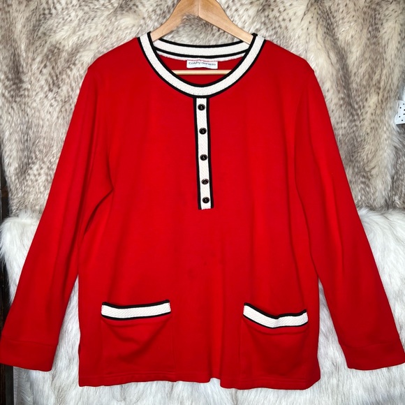 Vintage | Tops | Vintage Cathy Daniels Red Long Sleeve Shirt | Poshmark